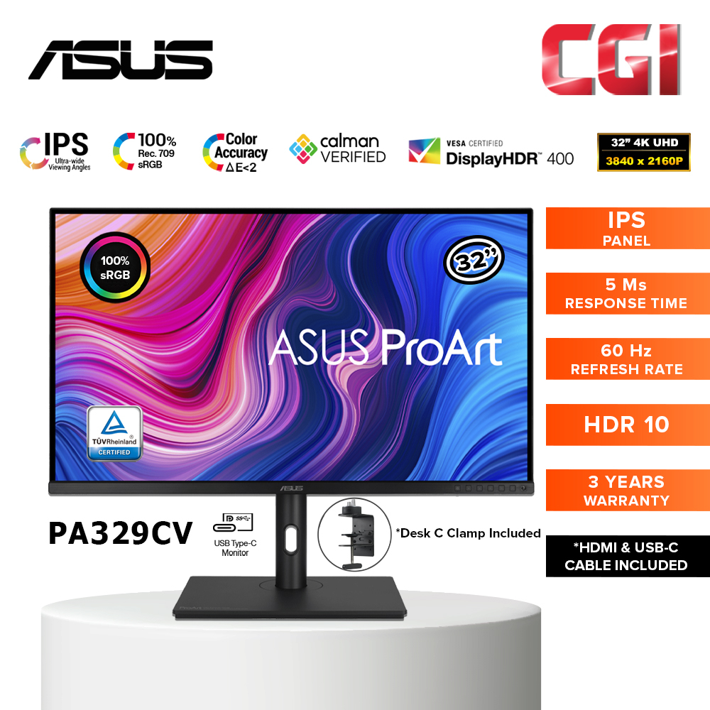 Asus ProArt Display 32" PA329CV 4K UHD IPS 60Hz 5ms 100%Adobe SRGB 100 ...