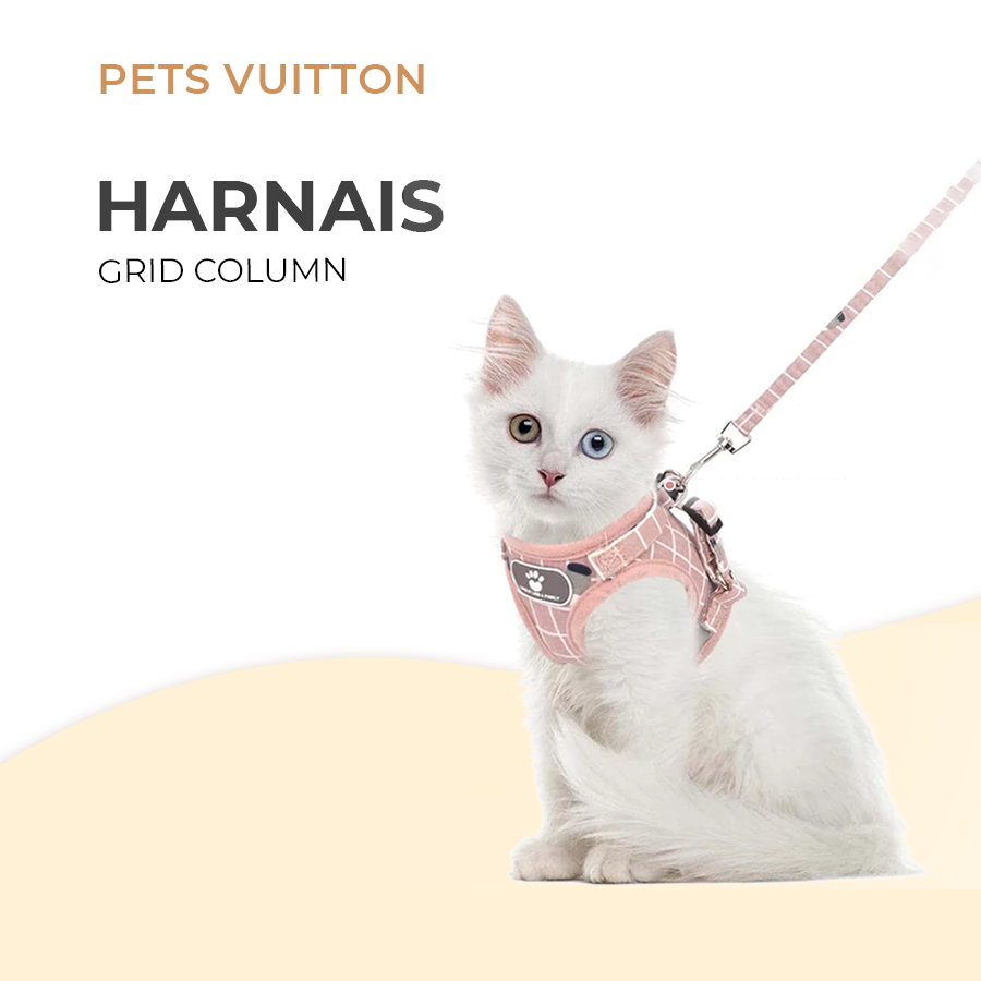 PetsVuitton HARNAIS Grid Design Pet Cat Harness with Leash Vest Tali ...