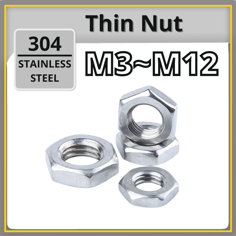 Hex Thin Nut DIN439 | SUS 304 Stainless Steel Grade A2-70 | M3 M4 M5 M6 ...