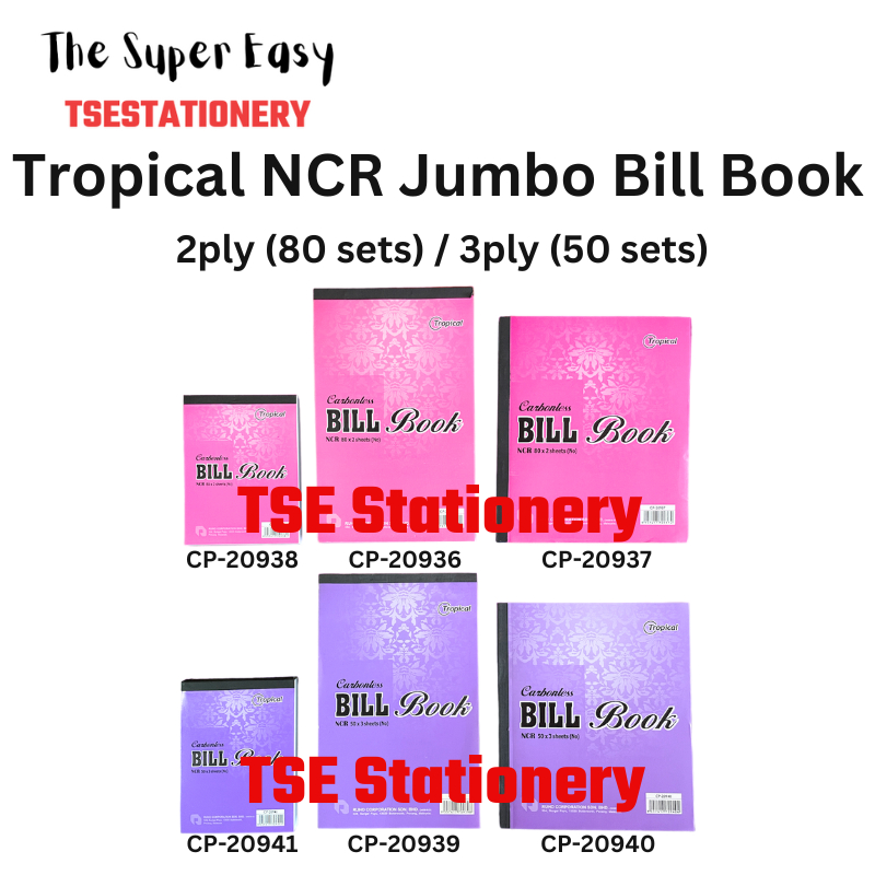 Tropical 2ply/3ply Jumbo NCR Bill Book Receipt Book/Cash Bill/Buku ...