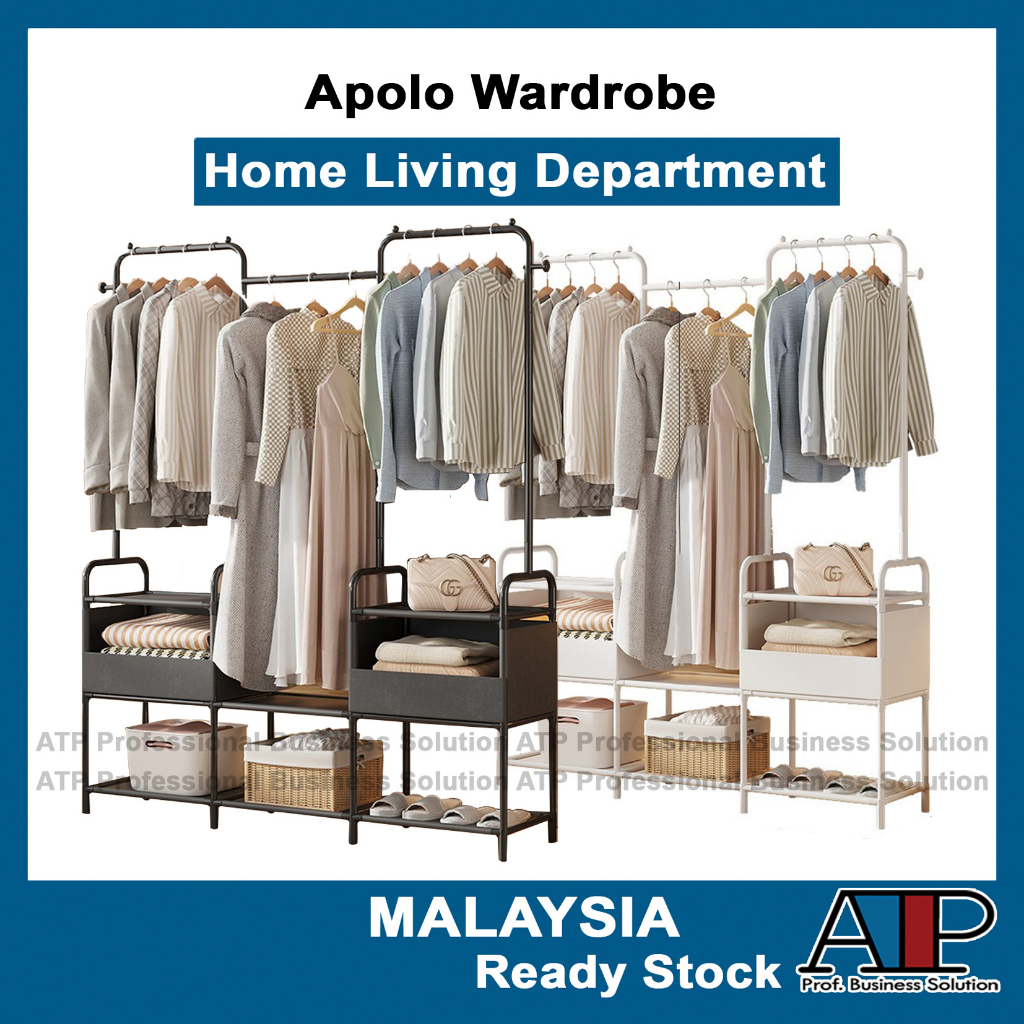Furniture🛋️ Apolo Wardrobe Almari Baju Rak Baju Clothes Organization ...