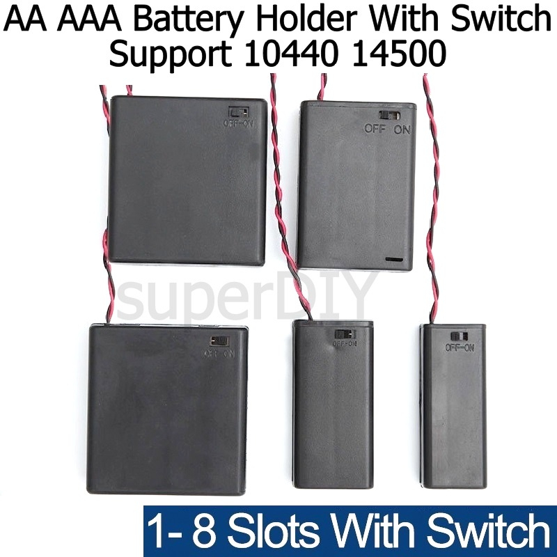 AA AAA Battery Holder Casing With ON/OFF Switch / Cover Case Lead Wire ...