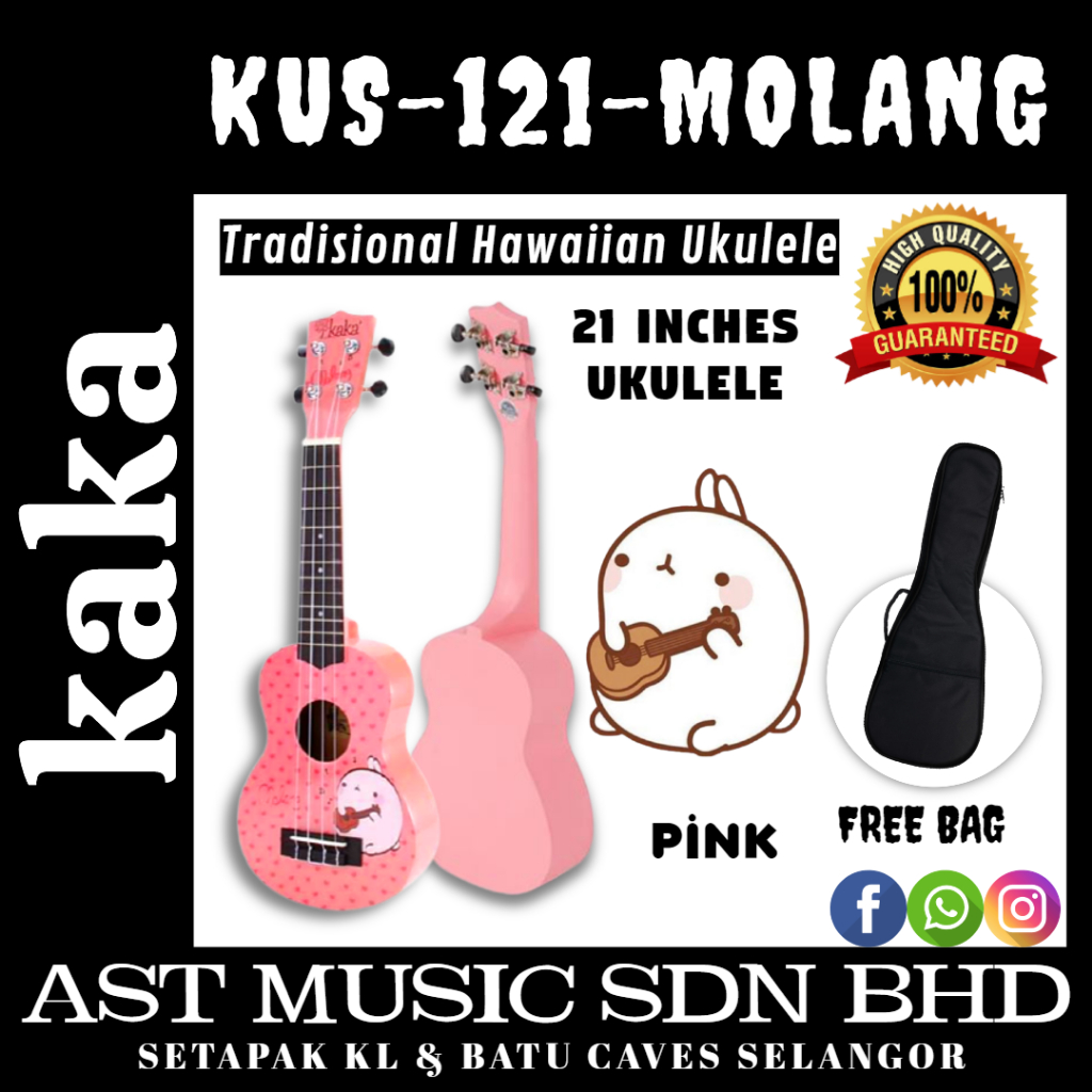 KAKA KUS-121 MOLANG 21 Inch Soprano Ukulele ( KUS121 / Kus121 ) | Shopee Malaysia
