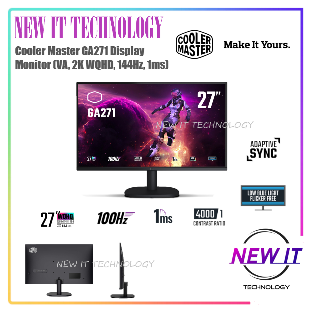 COOLER MASTER GA271 GAMING MONITOR (27",VA 16.7M,2K 2560x1440,100 Hz ...