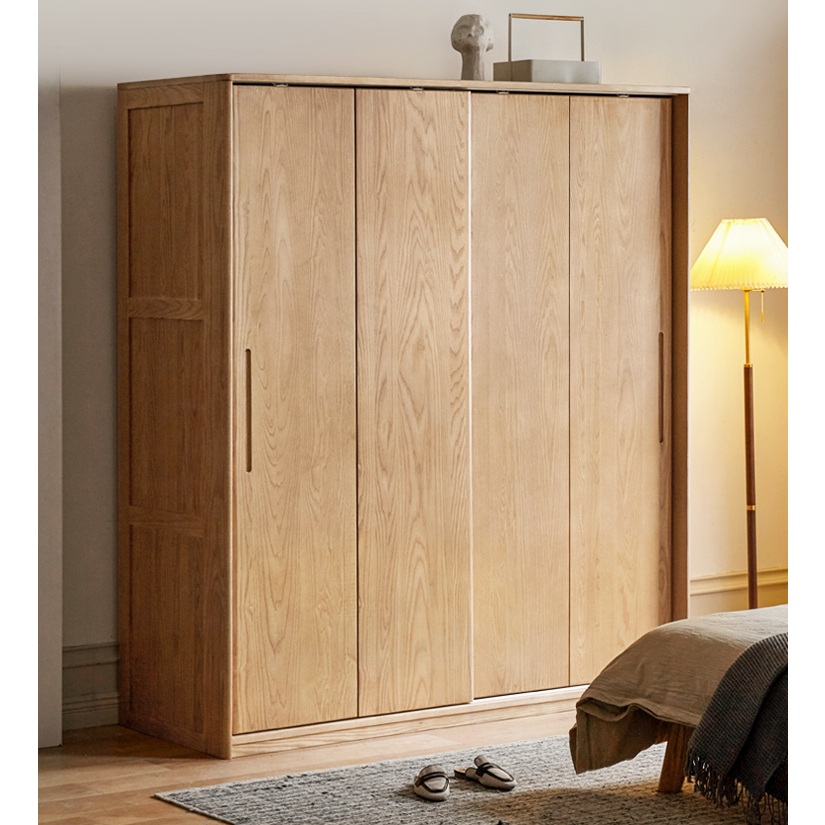 YS luxury solid wood wardrobe oak wood ash walnut wood sliding door ...