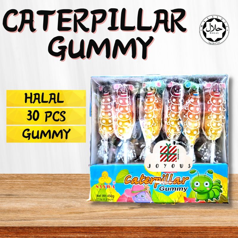30pcs Sanwa Caterpillar Gummy Lollipop / Soft Candy | Shopee Malaysia