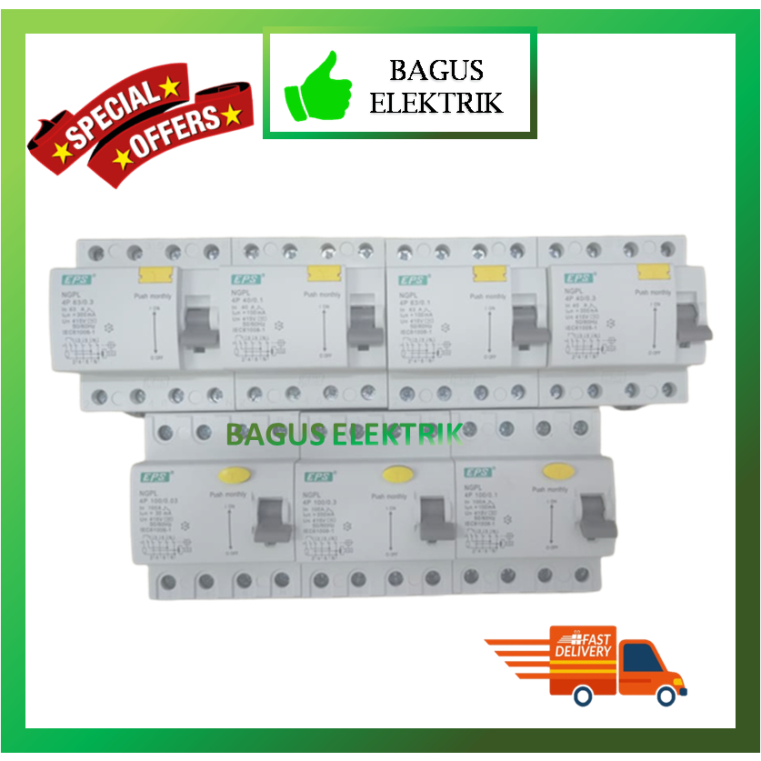 EPS ELCB RCCB 4 POLE 40A/63A/100A 30MA 100MA 300MA (SIRIM APPROVE) | Shopee Malaysia