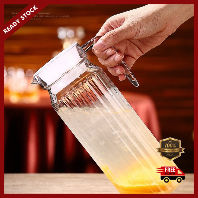  READY STOCK HIGHT QUALITY 1 1 Liter Glass Water Jug With Lid Jug Air