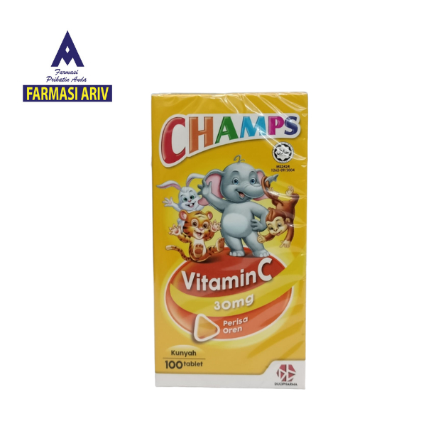 Champs Vitamon C 30mg Orange Flavour - 100 Tablets Chewable | Shopee ...