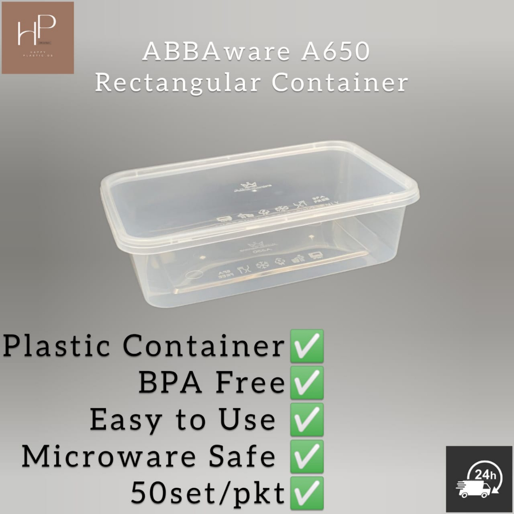 (Ready Stock) Disposable microwave rectangular food container ABBA A650 ...