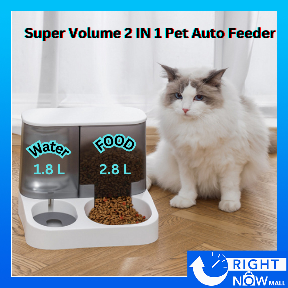 🐾2 in 1 Automatic Pet Cat Feeder Food Water Dispenser Bekas Makanan ...