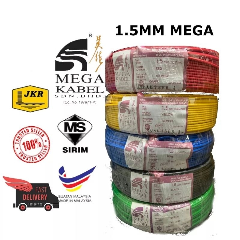 Mega Kabel PER MTR Length 1.5mm / 2.5mm MEGA Kable Insulated PVC 100% ...