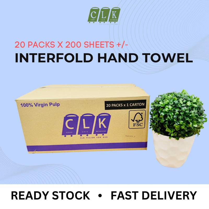 Interfold Hand Towel Tissue - 1 Ply (20 Packs/Carton) | Shopee Malaysia