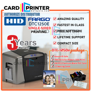 Fargo DTC1250e Single Side USB ID Card Printer Free Ribbon MCKO+ ...