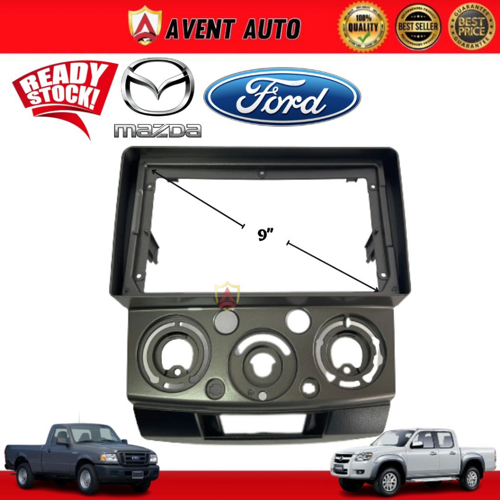 Android Player Casing 9" Ford Ranger / Everest / Mazda BT50 2007-2011 ...