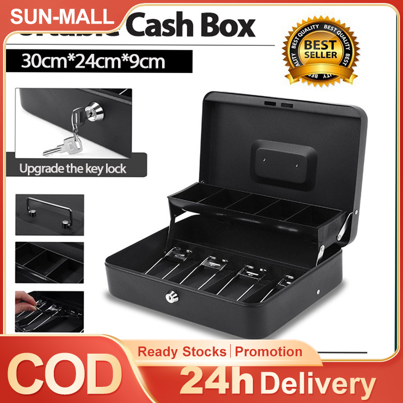 Cash Box Handheld Compartment Tray Cash Lockable Security Cashier ...
