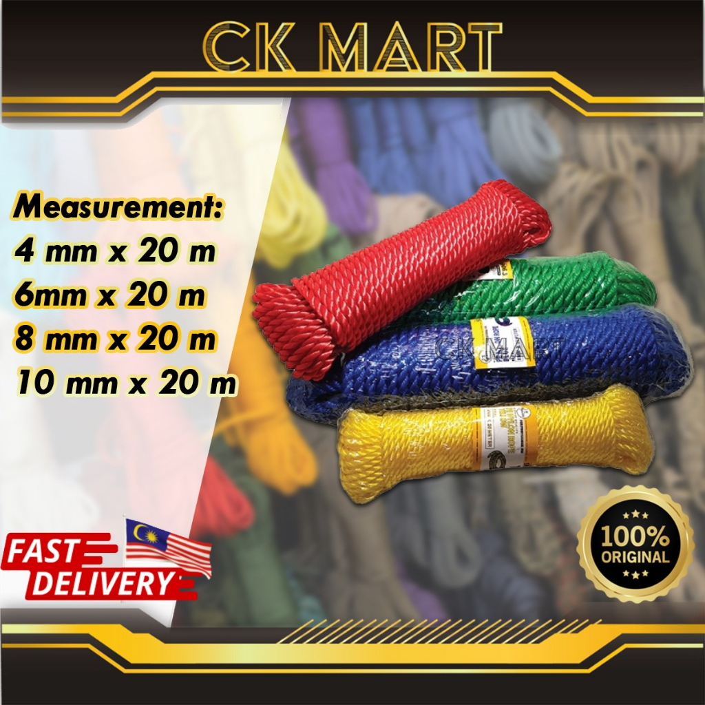 Shark PE Nylon Rope 4-10mm x 20meter All Colour / PE RORE ...