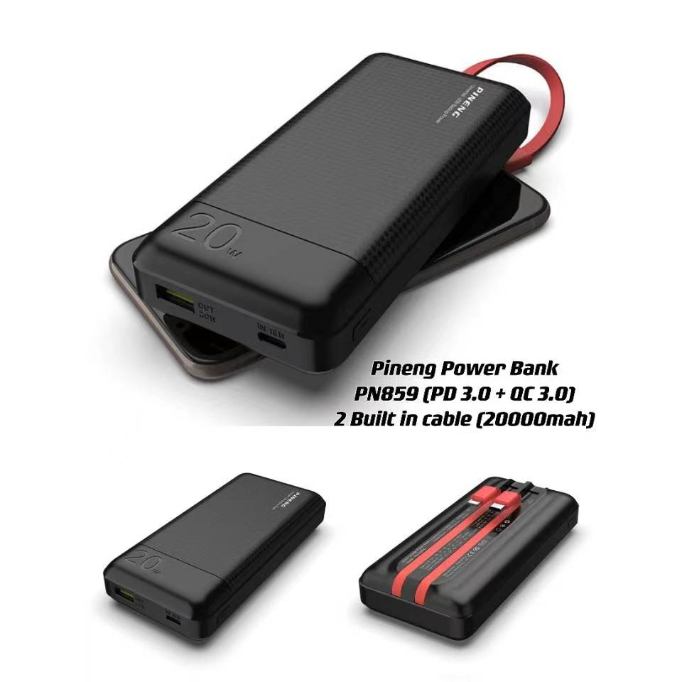 Pineng PN-859 PD 20000mAh Power Bank Built In 2 Cable Fast Charge PD/QC ...