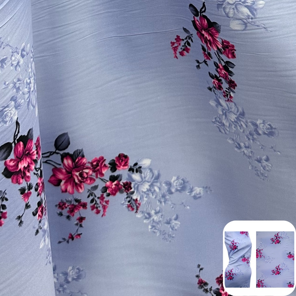 Fabric with floral pattern/45'' wide/Women's clothing fabric/Kain corak ...