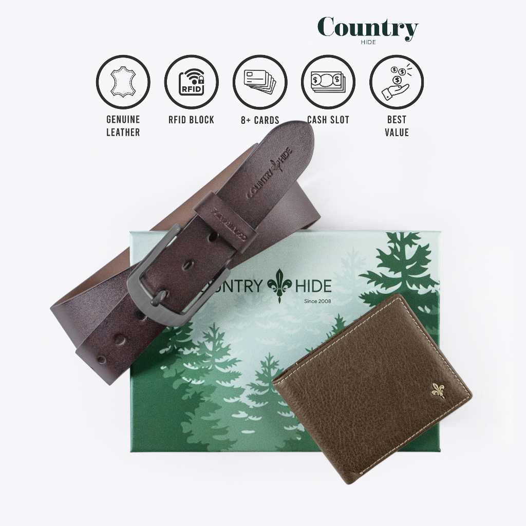 COUNTRY HIDE SEMPRE Gift Set Top Grain Cowhide RFID Blocking Basic ...