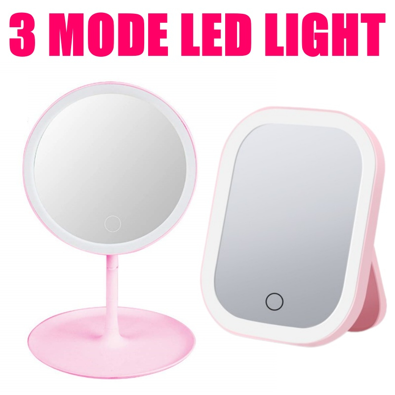 3 Mode LED Light Makeup Mirror with Touch Sensor USB Charge with Bright ...