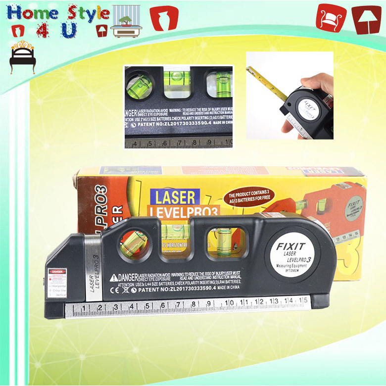 HOME Multipurpose Laser Level Laser Measure Line 8ft Measure Tape Ruler Adjusted Standard And ...