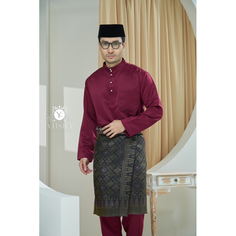 BAJU MELAYU BURGUNDY YUSRA COLLECTION | Shopee Malaysia