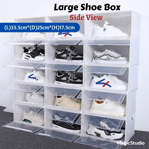 Kotak Kasut Large Stackable Interlock Side Open Shoe Box Storage ...