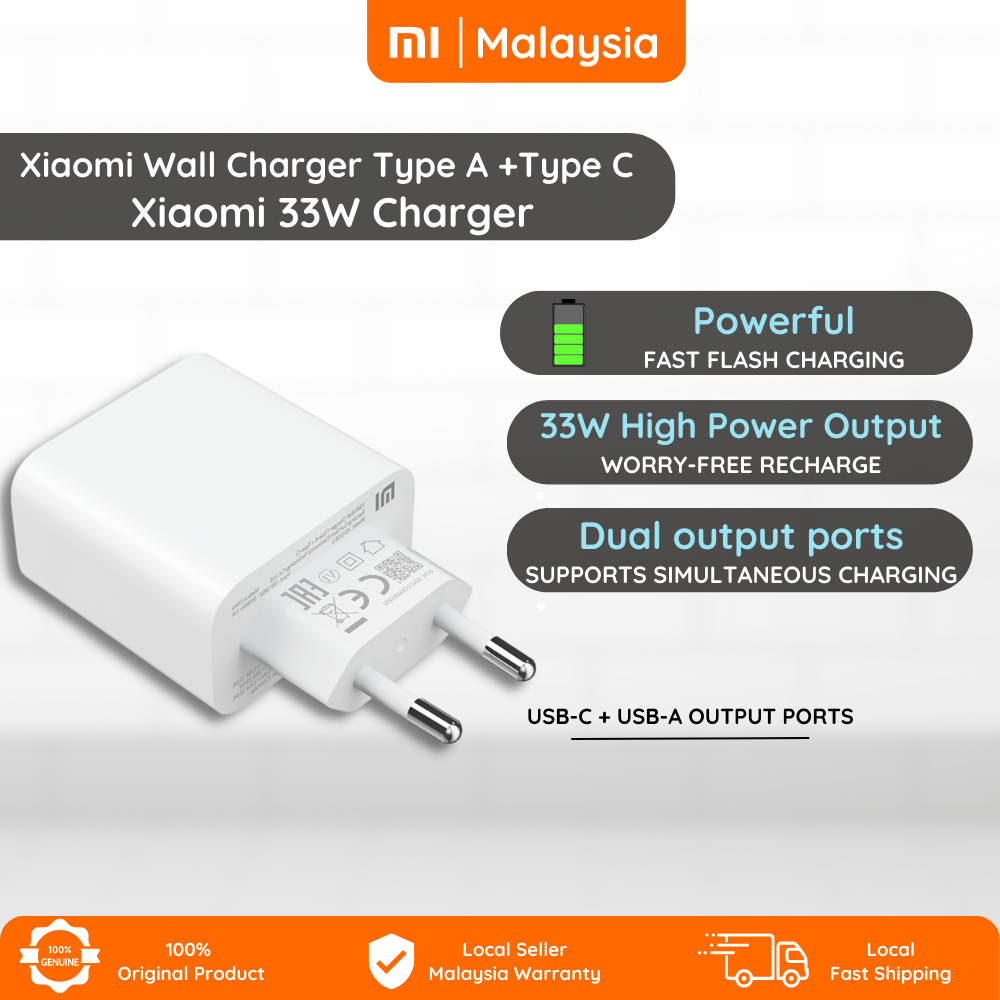 Xiaomi Mi 33W Fast Charging Wall Charger (Type-A + Type-C) | Supports ...