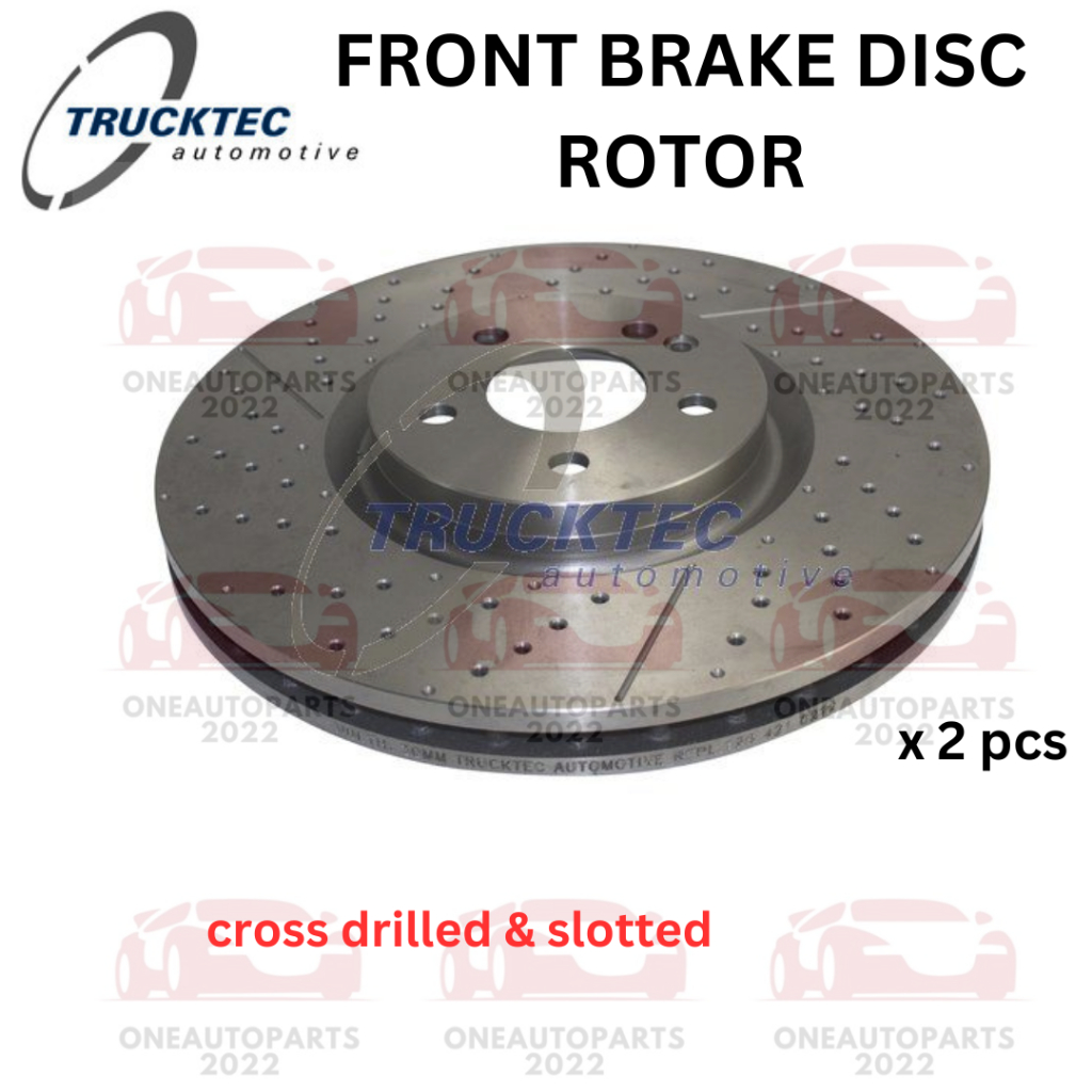 TRUCKTEC GERMANY FRONT CROSS DRILLED BRAKE DISC ROTOR MERCEDES W176 A45 ...