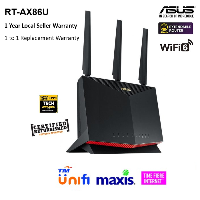 ASUS RT-AX86U Dual Band WiFi 6 AiMesh Router (Refurbished) | Shopee ...