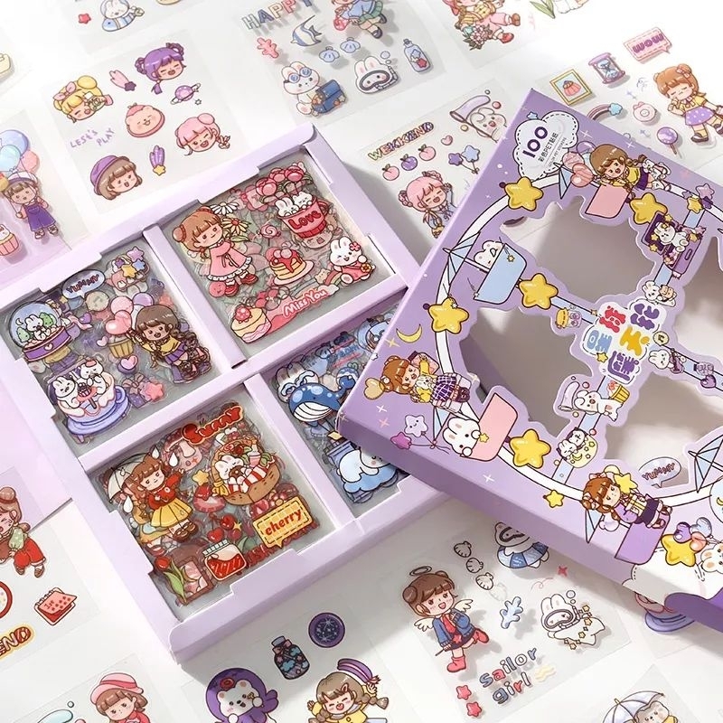 Hoshimi Kawaii Cute Girl Sticker Sheet PET Waterproof Stationery ...