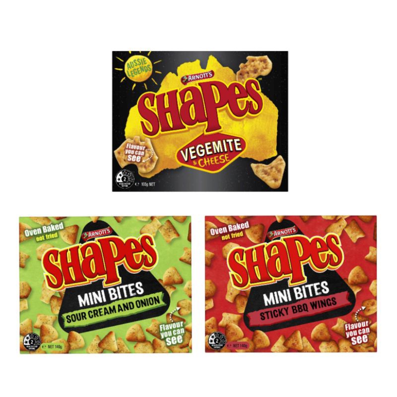 Arnott's Shapes Cracker Biscuits Vegemite & Cheese 165g/Mini Bites Sour ...