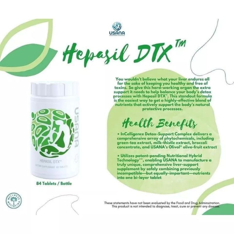 Usana Hepasil DTX 84 Tablets Liver health Protection Detoxification ...