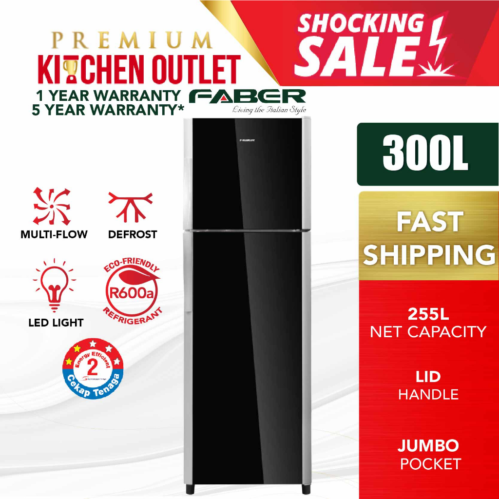 Faber 300L 2 Door Refrigerator FRIGOR 308BK | Fridge | Peti Sejuk ...