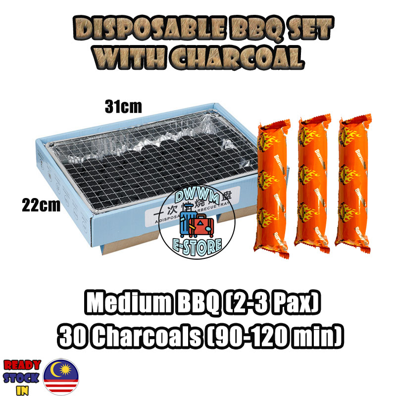 Disposable Instant BBQ Grill 4pax with Charcoal Portable Barbecue Set ...
