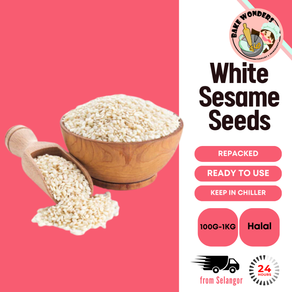 Raw White Sesame Seeds/ Sesame Seed/ Bijan Putih/白芝麻 (100g/250g/500g ...