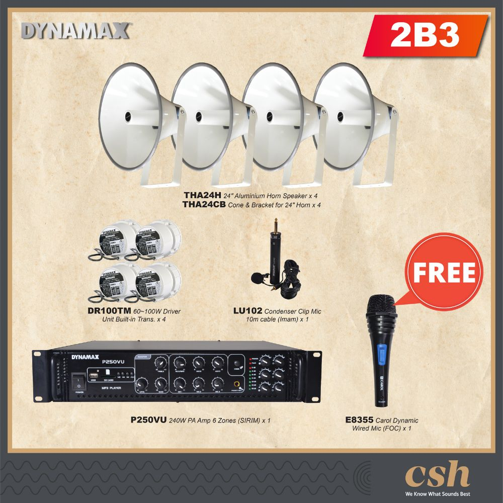 PA System For Surau/ Masjid Package DYNAMAX P250VU 250W PA Amplifier ...