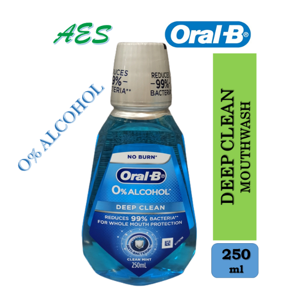 Oral-B Deep Clean Mouthwash (250ml) Clean Mint 0% Alcohol [EXP.DATE 13 ...