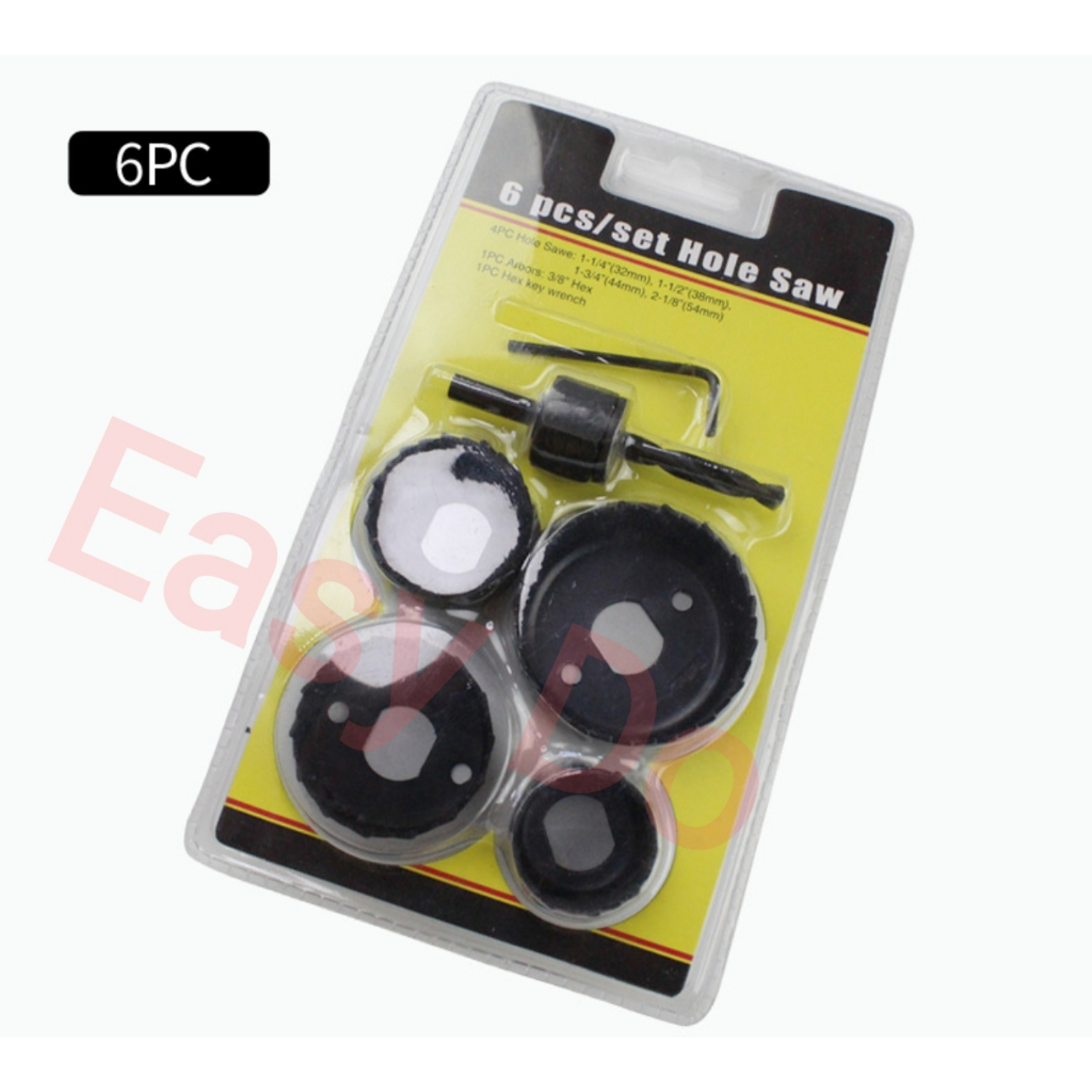 6PCS Carbon Steel Hole Saw Set Sharpened Teeth Carbon Steel for Wood ...