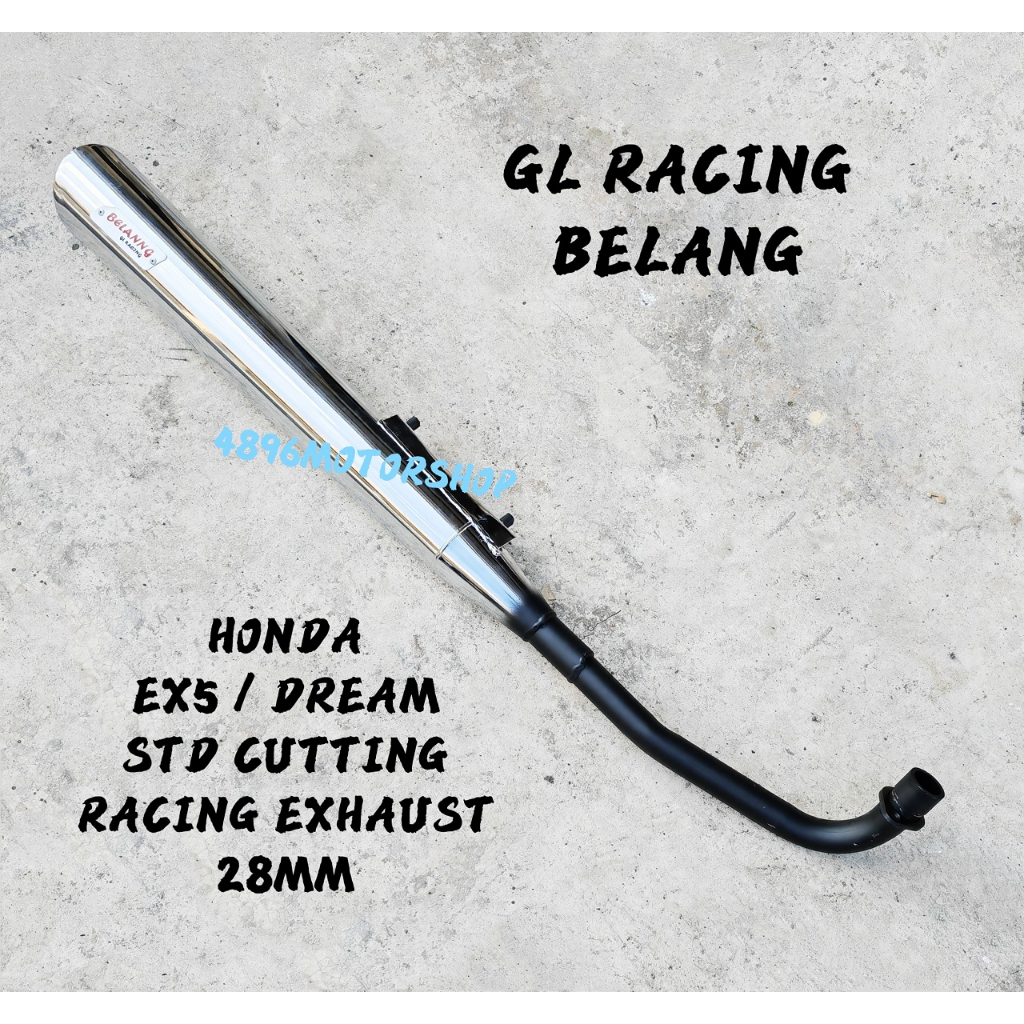 GL RACING BELANG EXHAUST HONDA EX5 EX5-DREAM DREAM KRISS 110 28MM STANDARD CUTTING RACING ...