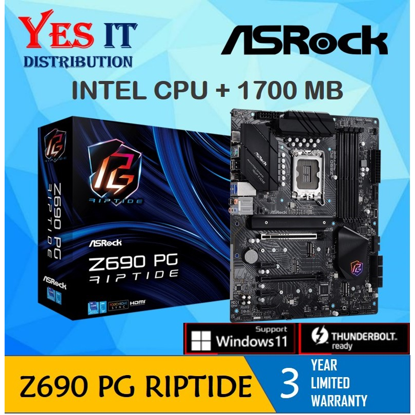 ASROCK Z690 PG Riptide INTEL LGA1700 ATX MOTHERBOARD + INTEL 12th Gen ...