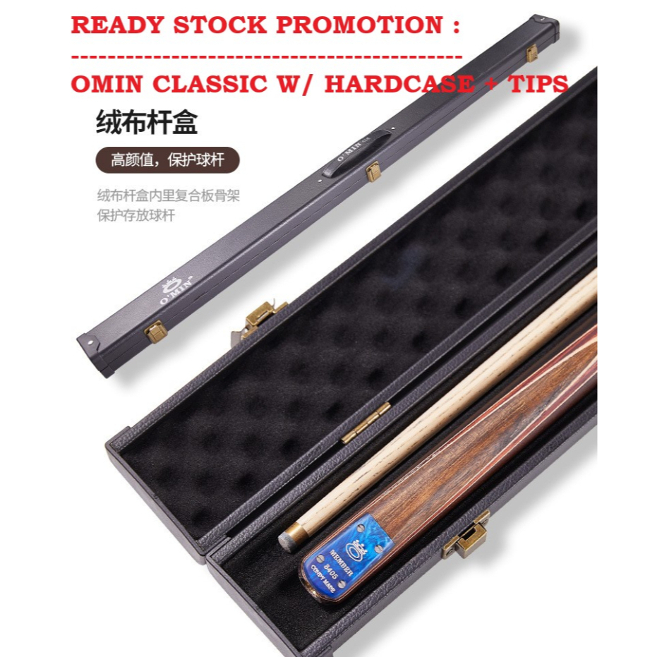 Omin China Classic Snooker Cue 3/4 Structure 10mm Tips with Hard Case ...