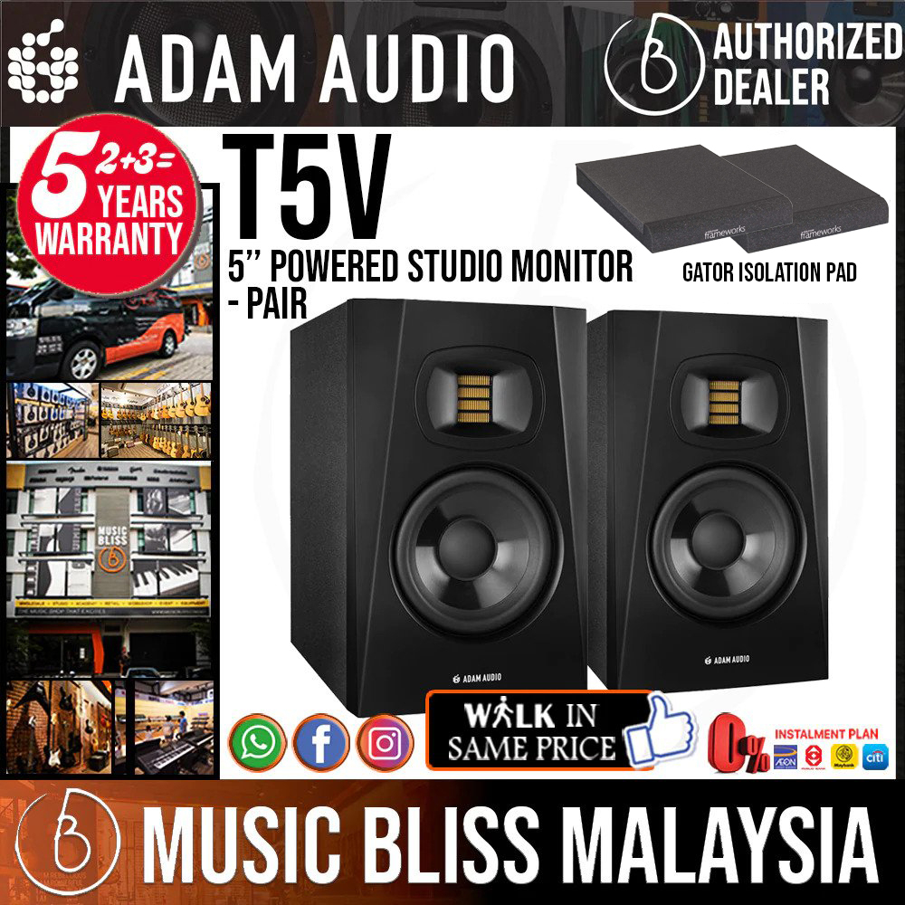 ADAM Audio T5V 5 inch Powered Studio Monitor with Gator Studio Monitor ...