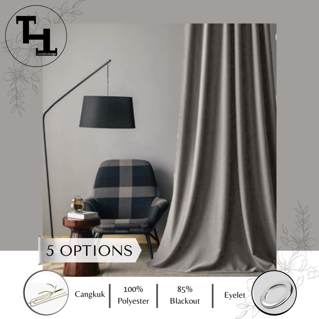 A1 DIM GREY COLOR Ready Made Curtain!! Siap Jahit Langsir Rumah ...