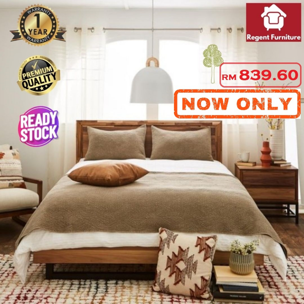 CLARENCE king size bed/ bedframe/ katil king with Real walnut veneer ...
