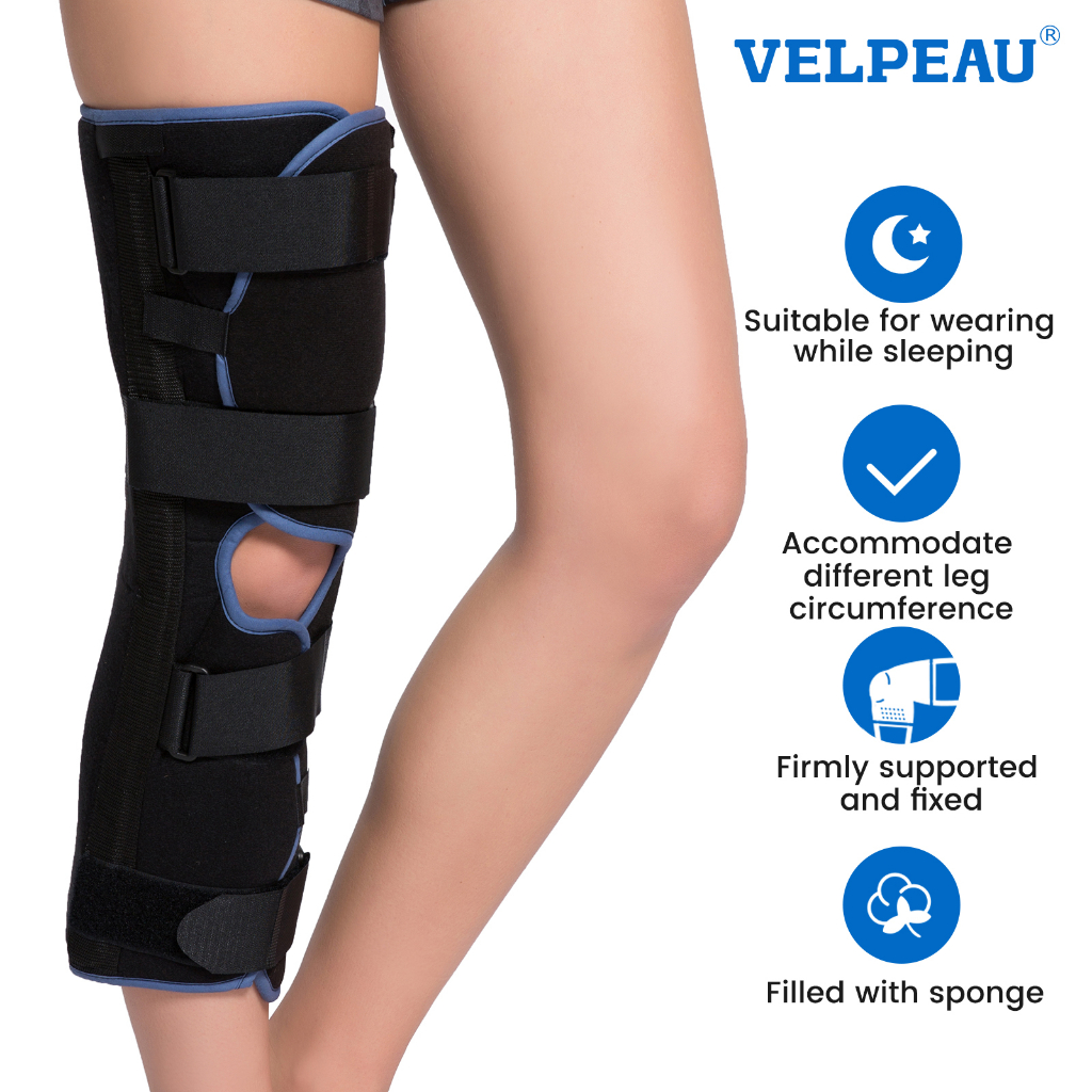 VELPEAU Knee Immobilizer - Full Leg Brace - Straight Knee Splint ...