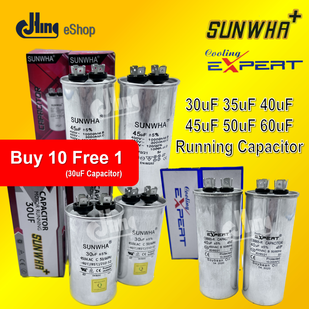 SUNHWA | 30-60uF | Capacitor | Running Capacitor 30uF 35uF 40uF 45uF ...