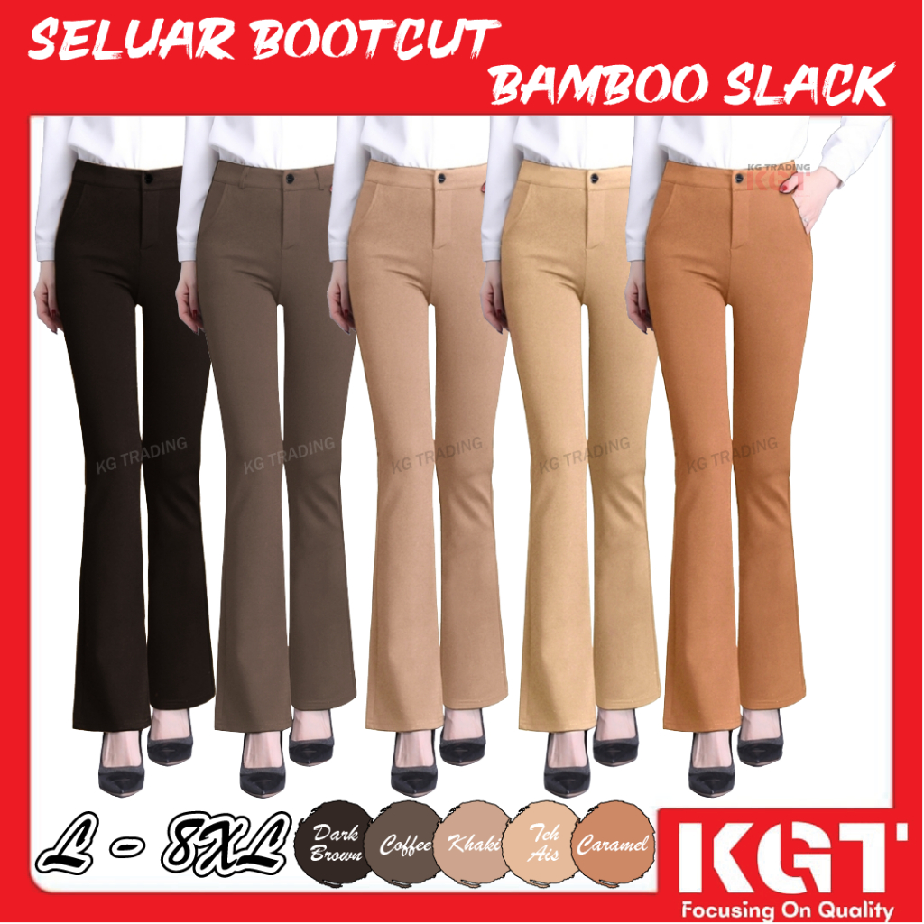KGT Bamboo Slack Seluar Bootcut Plain 230GSM Ladies Slack Bamboo ...