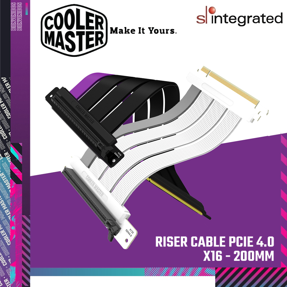 Cooler Master Riser Cable PCI-E 4.0 x 16 - Black/White (200mm/300mm ...